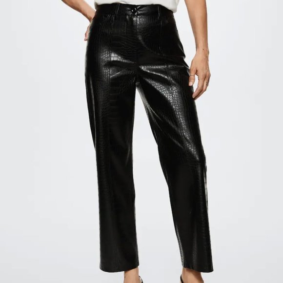 Mango | Pants & Jumpsuits | Textured Black Leather Pants From Mango ...